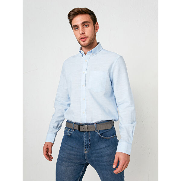 LCW BASIC Regular Fit Uzun Kollu Keten Karışımlı Erkek Gömlek LCW BASIC Regular Fit Uzun Kollu Keten Karışımlı Erkek Gömlek
