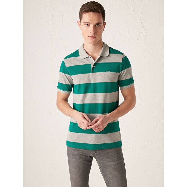 Polo Yaka Kısa Kollu Çizgili Pike Tişört