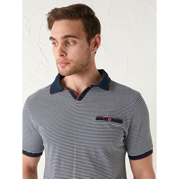 LCW CLASSIC Polo Yaka Kısa Kollu Çizgili Penye Tişört