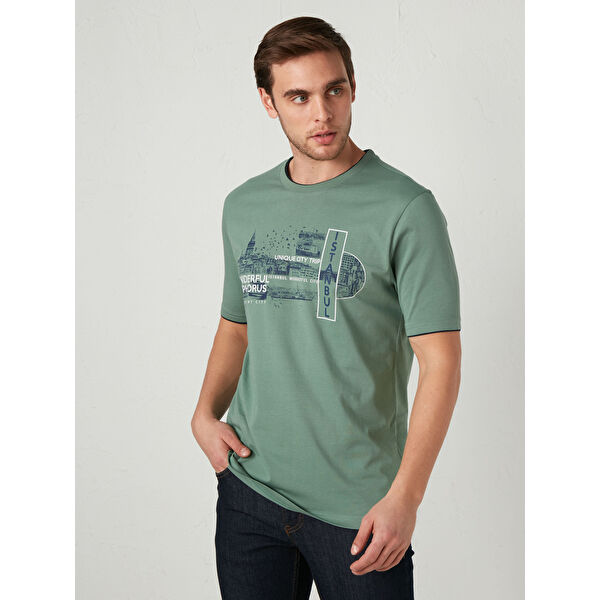 LCW CLASSIC Rahat Kalıp Bisiklet Yaka Baskılı Tişört