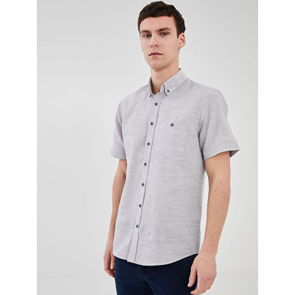 LCW BASIC Regular Fit Kısa Kollu Keten Gömlek LCW BASIC Regular Fit Kısa Kollu Keten Gömlek