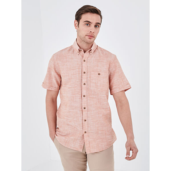 LCW BASIC Regular Fit Kısa Kollu Keten Gömlek LCW BASIC Regular Fit Kısa Kollu Keten Gömlek