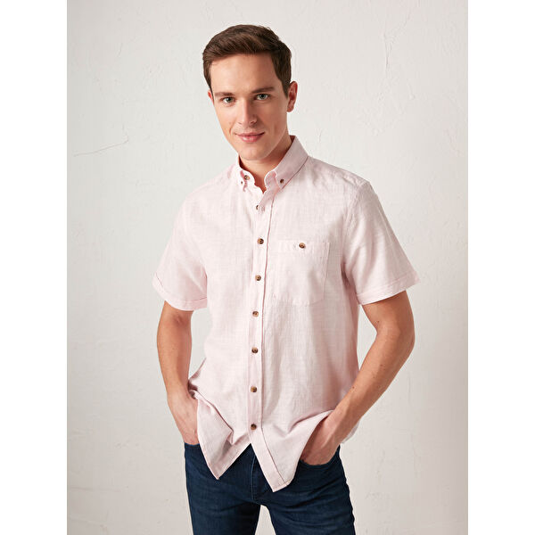 LCW BASIC Regular Fit Kısa Kollu Keten Gömlek LCW BASIC Regular Fit Kısa Kollu Keten Gömlek