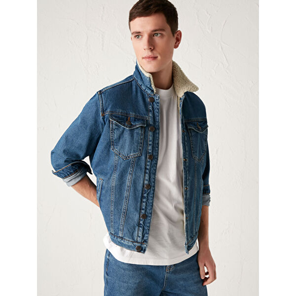 Erkek Kürklü Jean Ceket