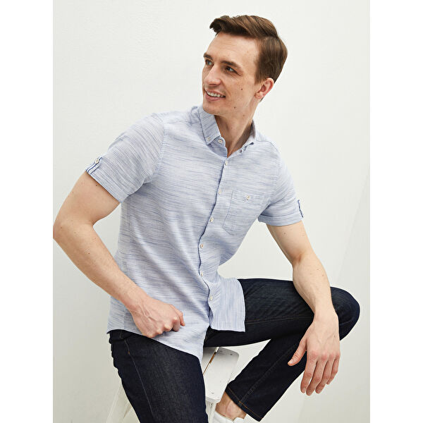 LCW CLASSIC Slim Fit Kısa Kollu Pamuklu Erkek Gömlek LCW CLASSIC Slim Fit Kısa Kollu Pamuklu Erkek Gömlek