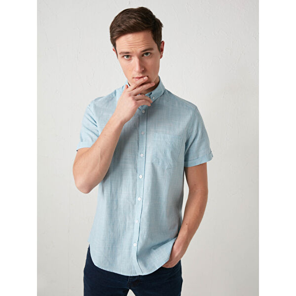 LCW CLASSIC Slim Fit Kısa Kollu Poplin Gömlek
