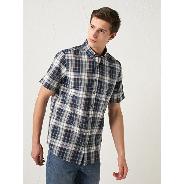 LCW CLASSIC Regular Fit Kısa Kollu Ekose Poplin Erkek Gömlek