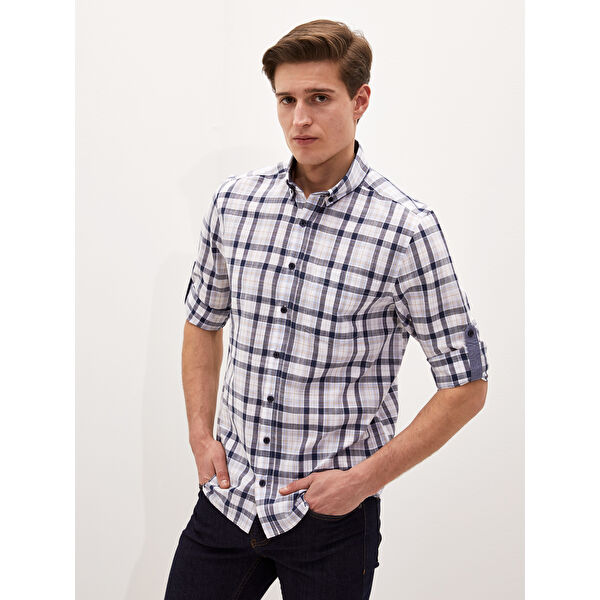 LCW CLASSIC Regular Fit Uzun Kollu Ekose Poplin Erkek Gömlek