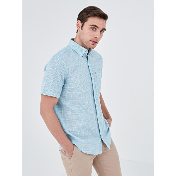 LCW CLASSIC Regular Fit Kısa Kollu Ekose Poplin Erkek Gömlek LCW CLASSIC Regular Fit Kısa Kollu Ekose Poplin Erkek Gömlek