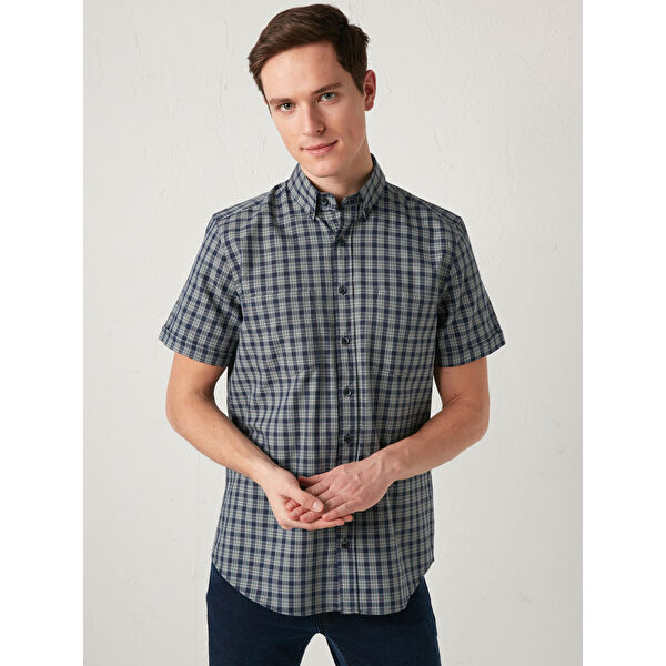 LCW CLASSIC Regular Fit Kısa Kollu Ekose Oxford Erkek Gömlek