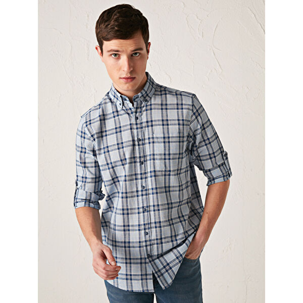 LCW CLASSIC Regular Fit Uzun Kollu Ekose Poplin Erkek Gömlek