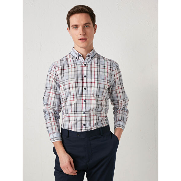 LCW CLASSIC Regular Fit Uzun Kollu Ekose Poplin Erkek Gömlek