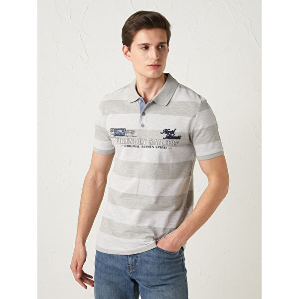 Polo Yaka Kısa Kollu Çizgili Pike Tişört