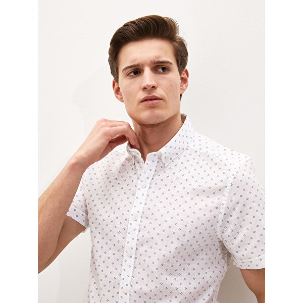 LCW CLASSIC Slim Fit Kısa Kollu Poplin Erkek Gömlek