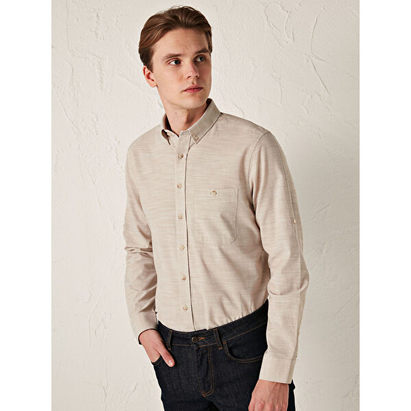 LCW BASIC Regular Fit Uzun Kollu Desenli Poplin Erkek Gömlek LCW BASIC Regular Fit Uzun Kollu Desenli Poplin Erkek Gömlek