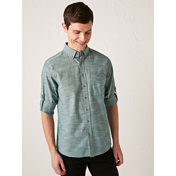 LCW BASIC Regular Fit Uzun Kollu Desenli Poplin Erkek Gömlek LCW BASIC Regular Fit Uzun Kollu Desenli Poplin Erkek Gömlek
