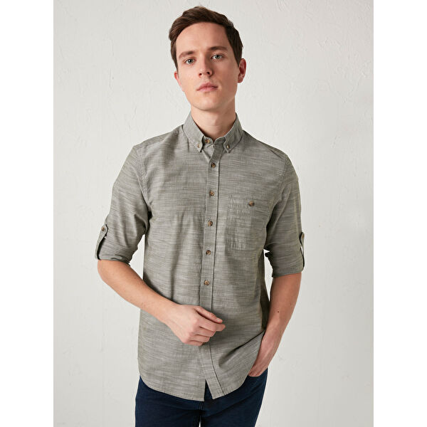 LCW BASIC Regular Fit Uzun Kollu Desenli Poplin Erkek Gömlek LCW BASIC Regular Fit Uzun Kollu Desenli Poplin Erkek Gömlek