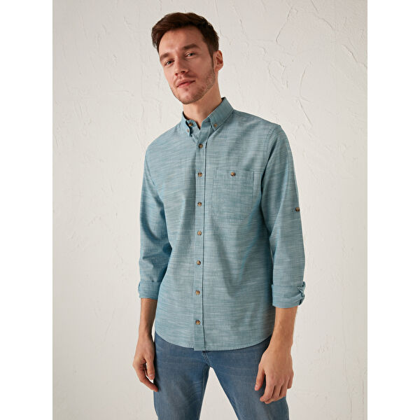 LCW BASIC Regular Fit Uzun Kollu Desenli Poplin Erkek Gömlek LCW BASIC Regular Fit Uzun Kollu Desenli Poplin Erkek Gömlek