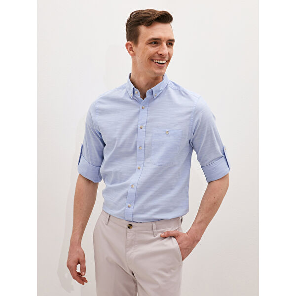 LCW BASIC Regular Fit Uzun Kollu Desenli Poplin Erkek Gömlek LCW BASIC Regular Fit Uzun Kollu Desenli Poplin Erkek Gömlek