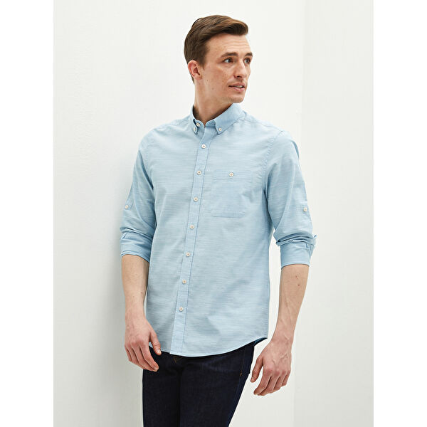 LCW BASIC Regular Fit Uzun Kollu Desenli Poplin Erkek Gömlek LCW BASIC Regular Fit Uzun Kollu Desenli Poplin Erkek Gömlek