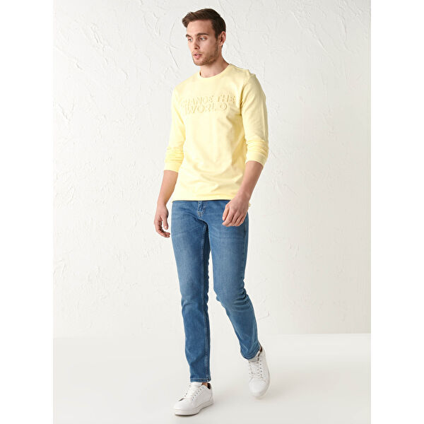 Bisiklet Yaka Baskılı İnce Sweatshirt Bisiklet Yaka Baskılı İnce Sweatshirt