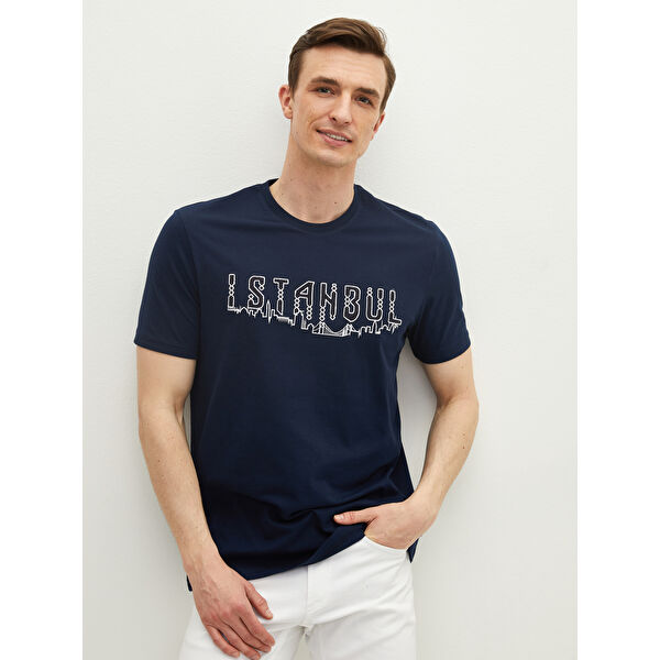 LCW CLASSIC Bisiklet Yaka Kısa Kollu İstanbul Baskılı Penye Erkek Tişört