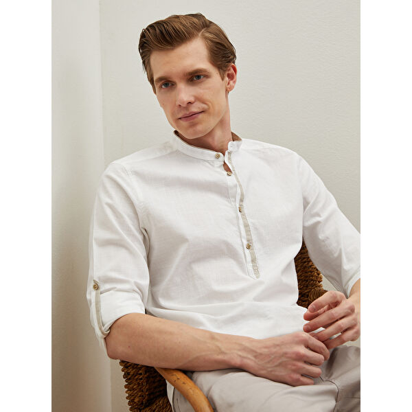 LCW VISION Slim Fit Uzun Kollu Hakim Yaka Poplin Gömlek