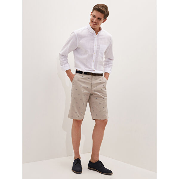 LCW CLASSIC Standart Kalıp Kemerli Gabardin Erkek Şort LCW CLASSIC Standart Kalıp Kemerli Gabardin Erkek Şort