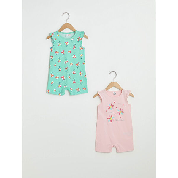 Bisiklet Yala Kolsuz Baskılı Kız Bebek Tulum 2'li Bisiklet Yala Kolsuz Baskılı Kız Bebek Tulum 2'li