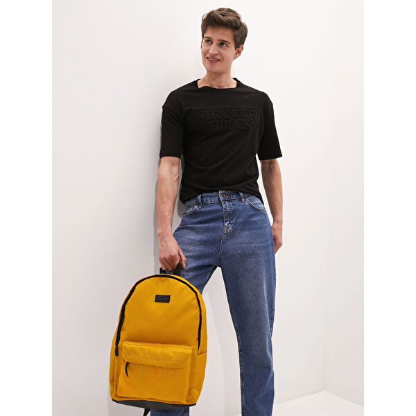 Etiket Baskılı Erkek Sırt Çantası