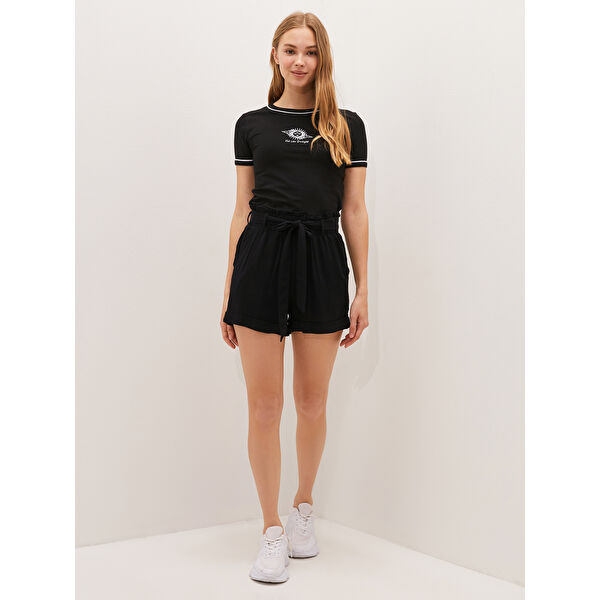 LCW CASUAL Beli Lastikli Cep Detaylı Viskon Kadın Şort