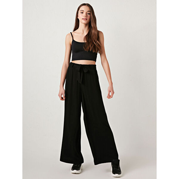 Beli Lastikli Bağlama Detaylı Viskon Kadın Pantolon