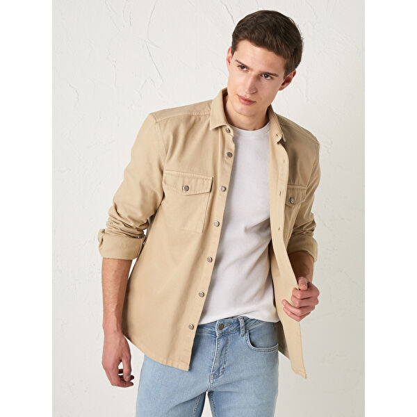 LCW VISION Slim Fit Uzun Kollu Erkek Jean Gömlek