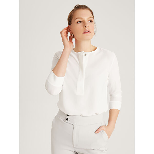 Bisiklet Yaka Düz Yarım Kollu Kadın Tunik