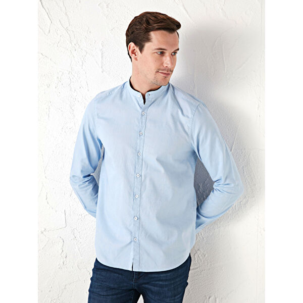 Slim Fit Hakim Yaka Uzun Kollu Oxford Erkek Gömlek