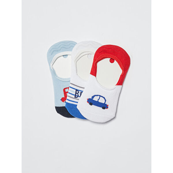 Desenli Erkek Bebek Babet Çorap 3'lü