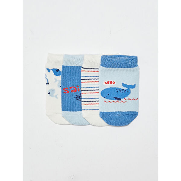 Baskılı Erkek Bebek Patik Çorap 4'lü Baskılı Erkek Bebek Patik Çorap 4'lü