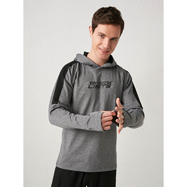 Kapüşonlu Uzun Kollu Baskılı Aktif Spor Erkek Sweatshirt Kapüşonlu Uzun Kollu Baskılı Aktif Spor Erkek Sweatshirt