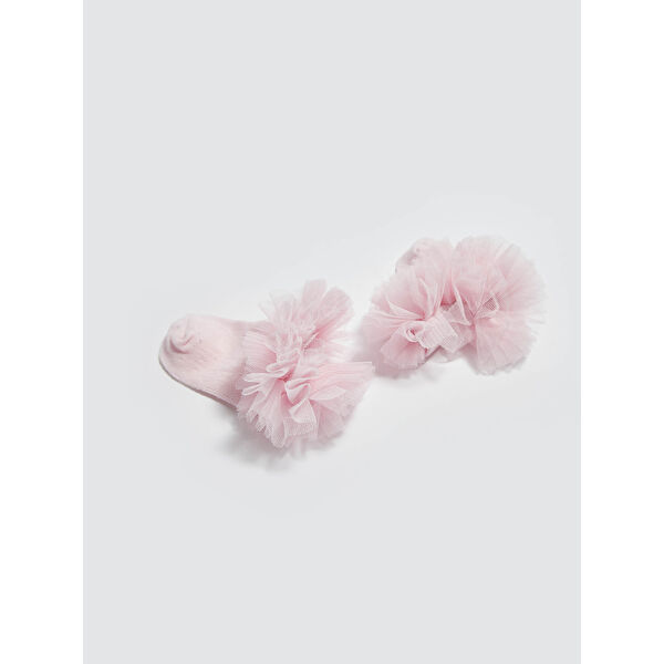 Tül Detaylı Kız Bebek Patik Çorap