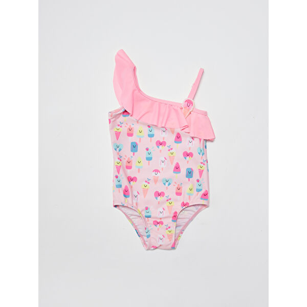 Esnek Kumaştan Baskılı Kız Bebek Mayo