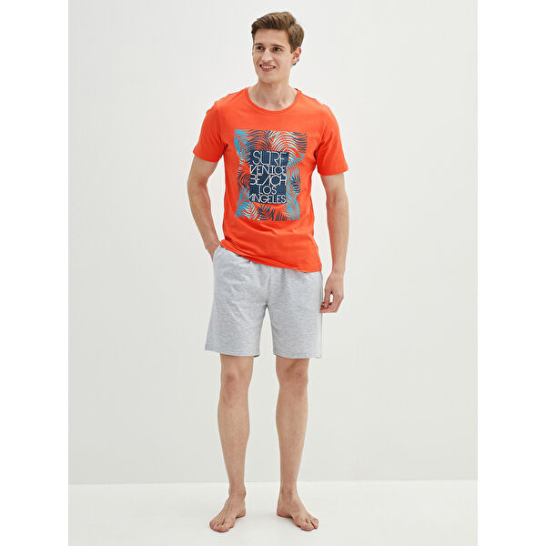 LCW DREAM Dar Kalıp Baskılı Şortlu Erkek Pijama Takımı