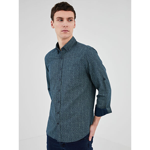 LCW CLASSIC Regular Fit Uzun Kollu Desenli Poplin Erkek Gömlek LCW CLASSIC Regular Fit Uzun Kollu Desenli Poplin Erkek Gömlek