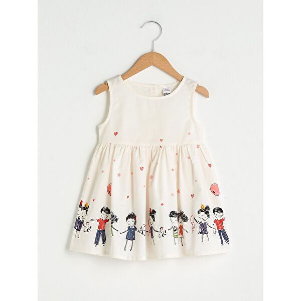 Bisiklet Yaka Çizgili Poplin Kız Bebek Elbise Bisiklet Yaka Çizgili Poplin Kız Bebek Elbise