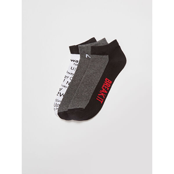 Baskılı Erkek Patik Çorap 3'lü