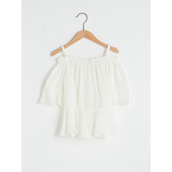 Omuzu Açık Basic Viskon Kız Çocuk Bluz