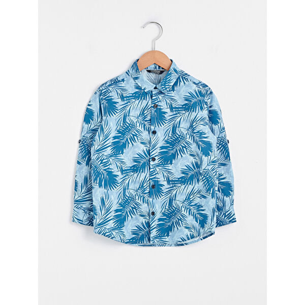 Desenli Uzun Kollu Erkek Çocuk Poplin Gömlek Desenli Uzun Kollu Erkek Çocuk Poplin Gömlek