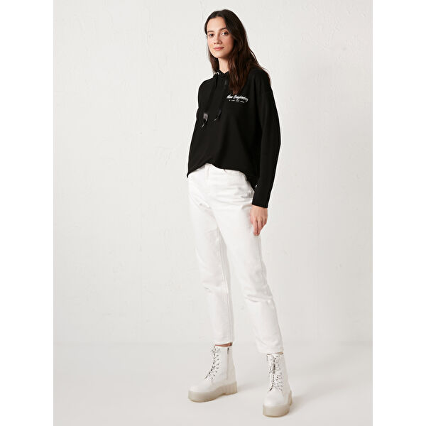 LCW CASUAL Kapüşonlu Slogan Baskılı Sweatshirt