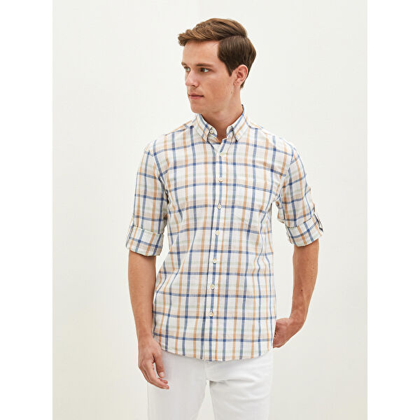 LCW CLASSIC Regular Fit Uzun Kollu Ekose Poplin Erkek Gömlek