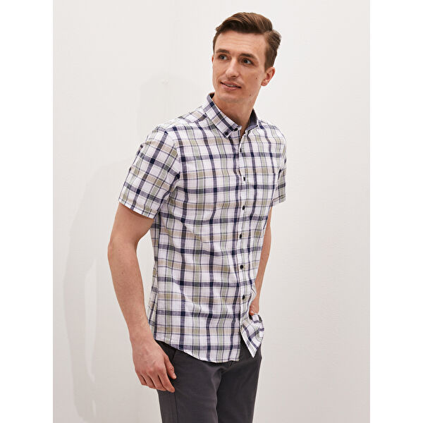 LCW CLASSIC Regular Fit Kısa Kollu Ekose Poplin Erkek Gömlek
