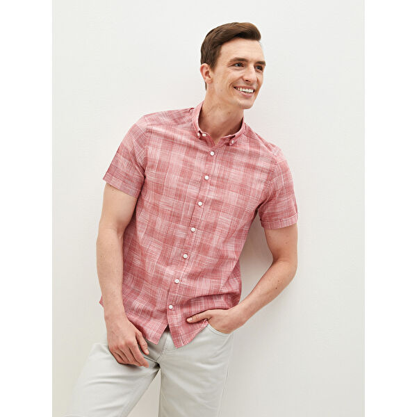 LCW CLASSIC Slim Fit Kısa Kollu Desenli Poplin Erkek Gömlek LCW CLASSIC Slim Fit Kısa Kollu Desenli Poplin Erkek Gömlek